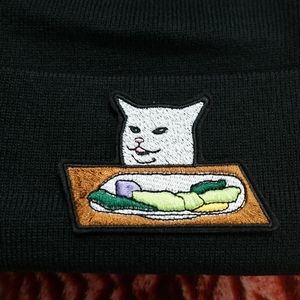 Accessories | Lady Yelling At Cat Meme Embroidered Beanie Hat | Poshmark